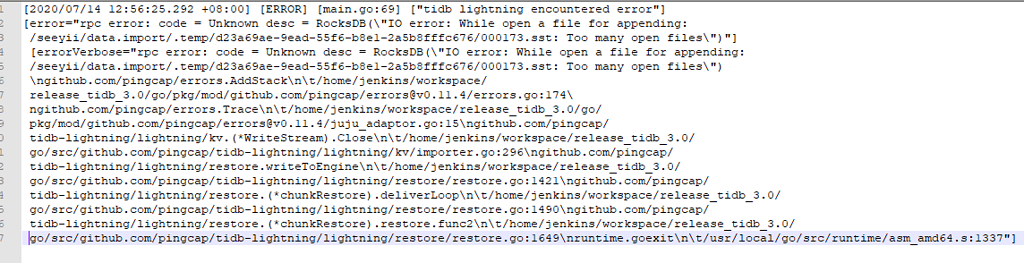 lighting报错 RocksDB(\"IO error: While open a file for appending - TiDB 的问答社区