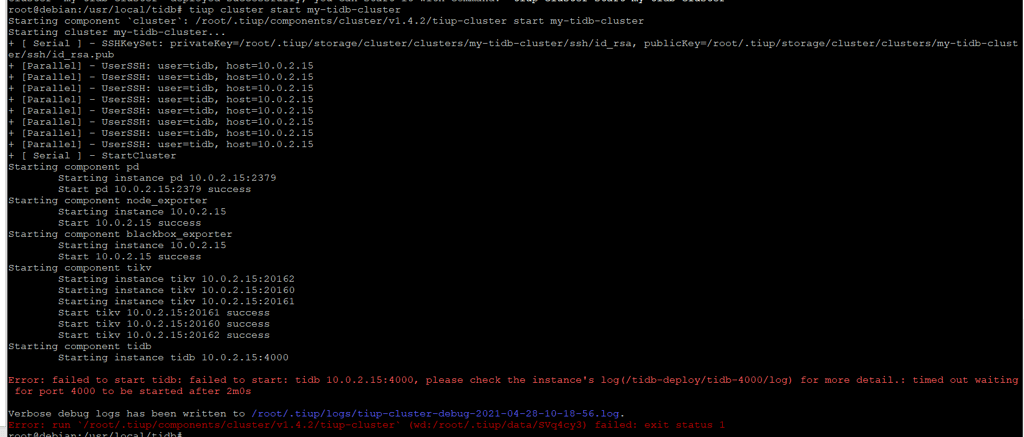 timed out waiting for port 4000 to be started after 2m0s - TiDB 的问答社区