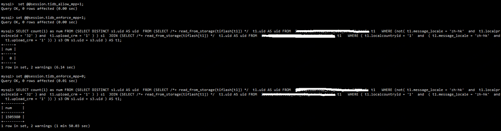 TiFlash开启enforce mpp参数后查询结果与tikv不一致 - TiDB 的问答社区