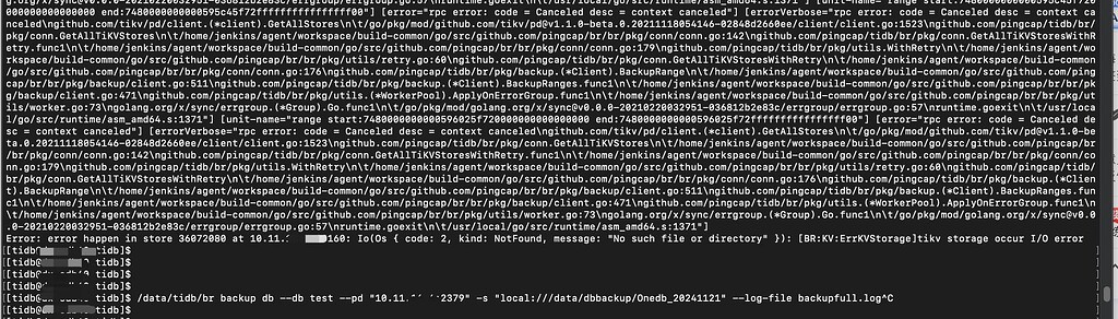 TIDB使用br备份+恢复报错 - TiDB 的问答社区