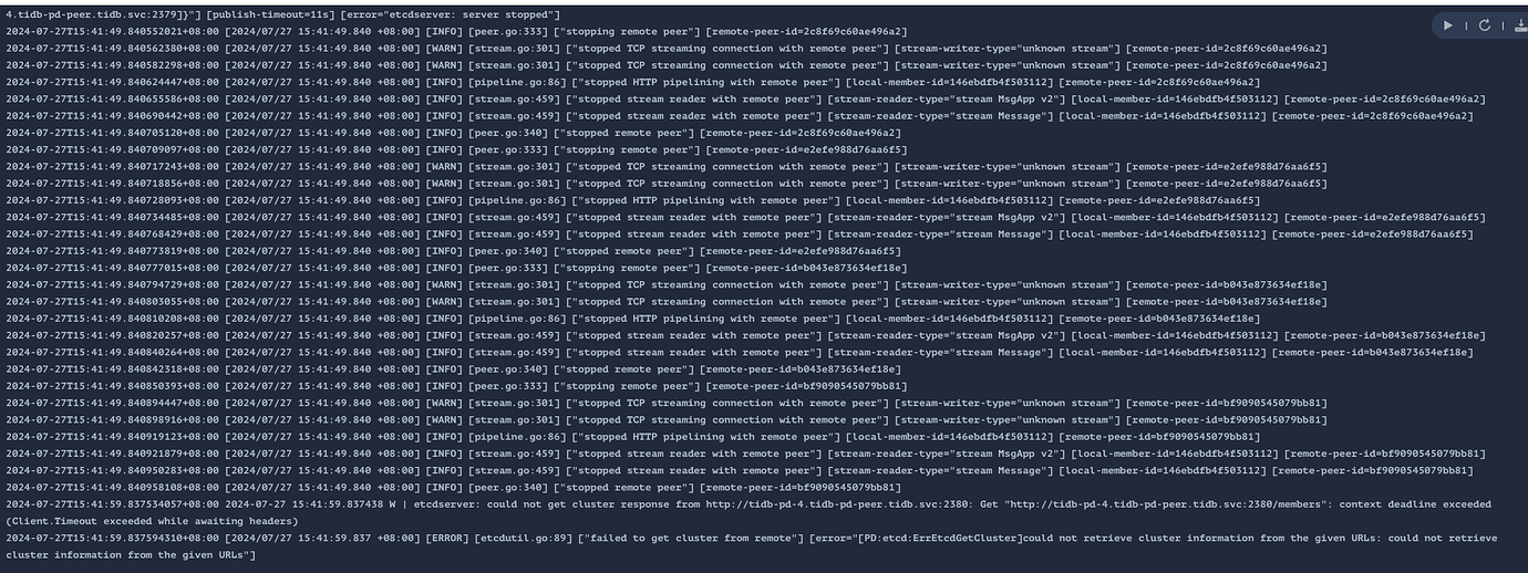 tipd 启动失败。["run server failed"] [error="[PD:server:ErrCancelStartEtcd]etcd start canceled ...