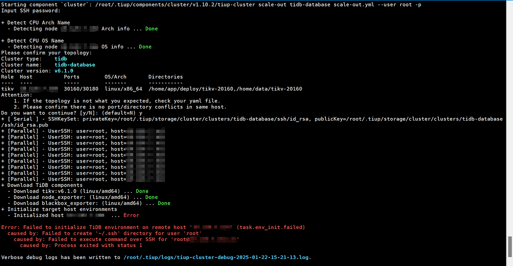 tidb集群以root扩容无法创建.ssh目录问题 - TiDB 的问答社区