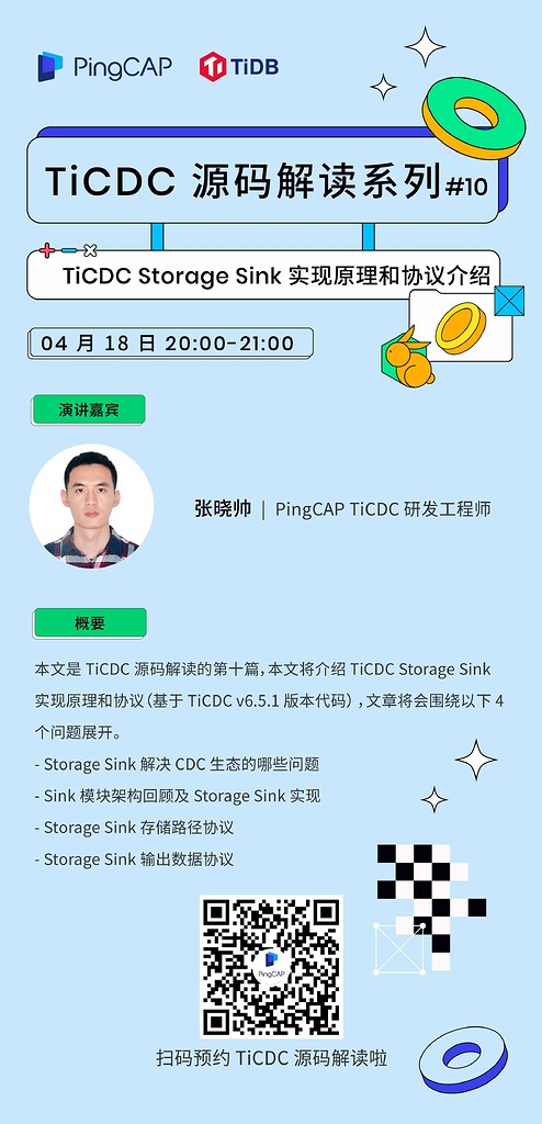 【TiCDC 源码解读#10 预告】4.18 TiCDC Storage Sink 实现原理和协议介绍 - TiDB 的问答社区