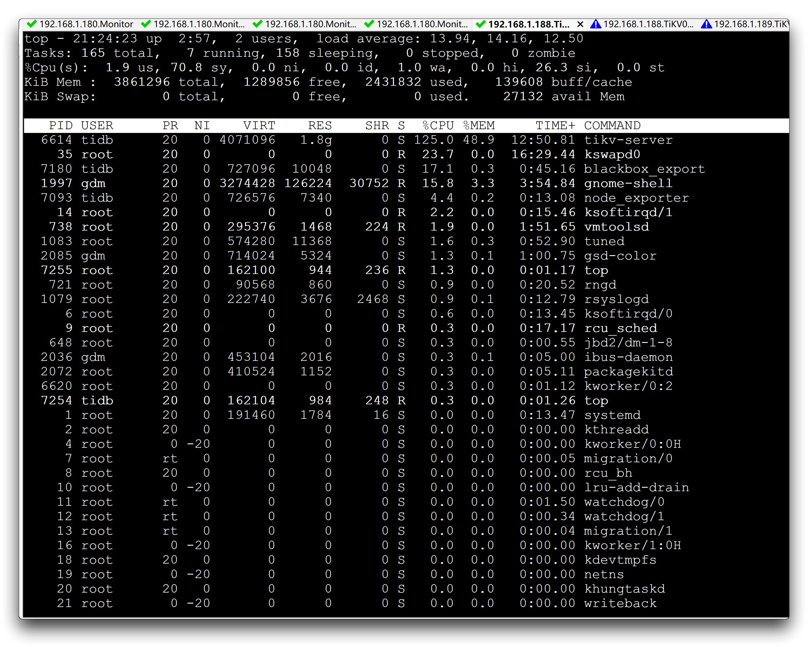修改tikv内存参数后CPU升到145% - TiDB 的问答社区