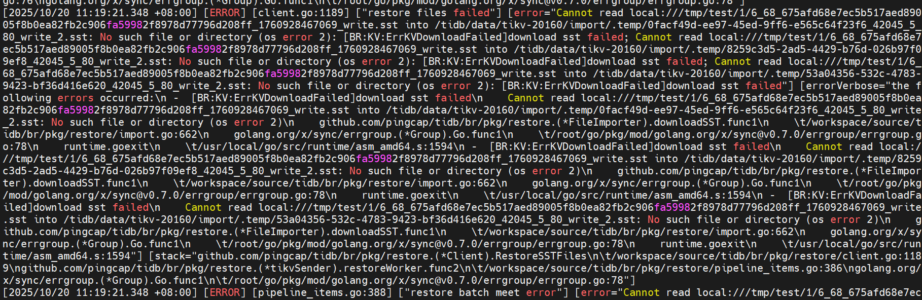 br导入报错 - TiDB 的问答社区